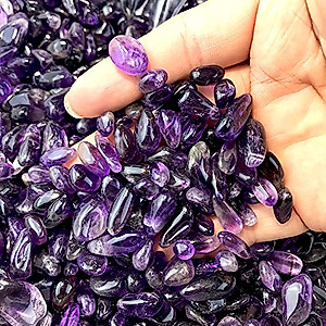 JOHOUSE Natural Amethyst Rolling Stones Amethyst Tumbled Chips Stone, 1lb(450g)/Bag, About 0.1-0.5 inch in Length