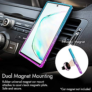 Silverback Galaxy Note 10 Case, Moving Liquid Holographic Sparkle Glitter Case with Kickstand, Bling Diamond Rhinestone Bumper W/Ring Slim Samsung Galaxy Note 10 Case for Girls Women -Purple