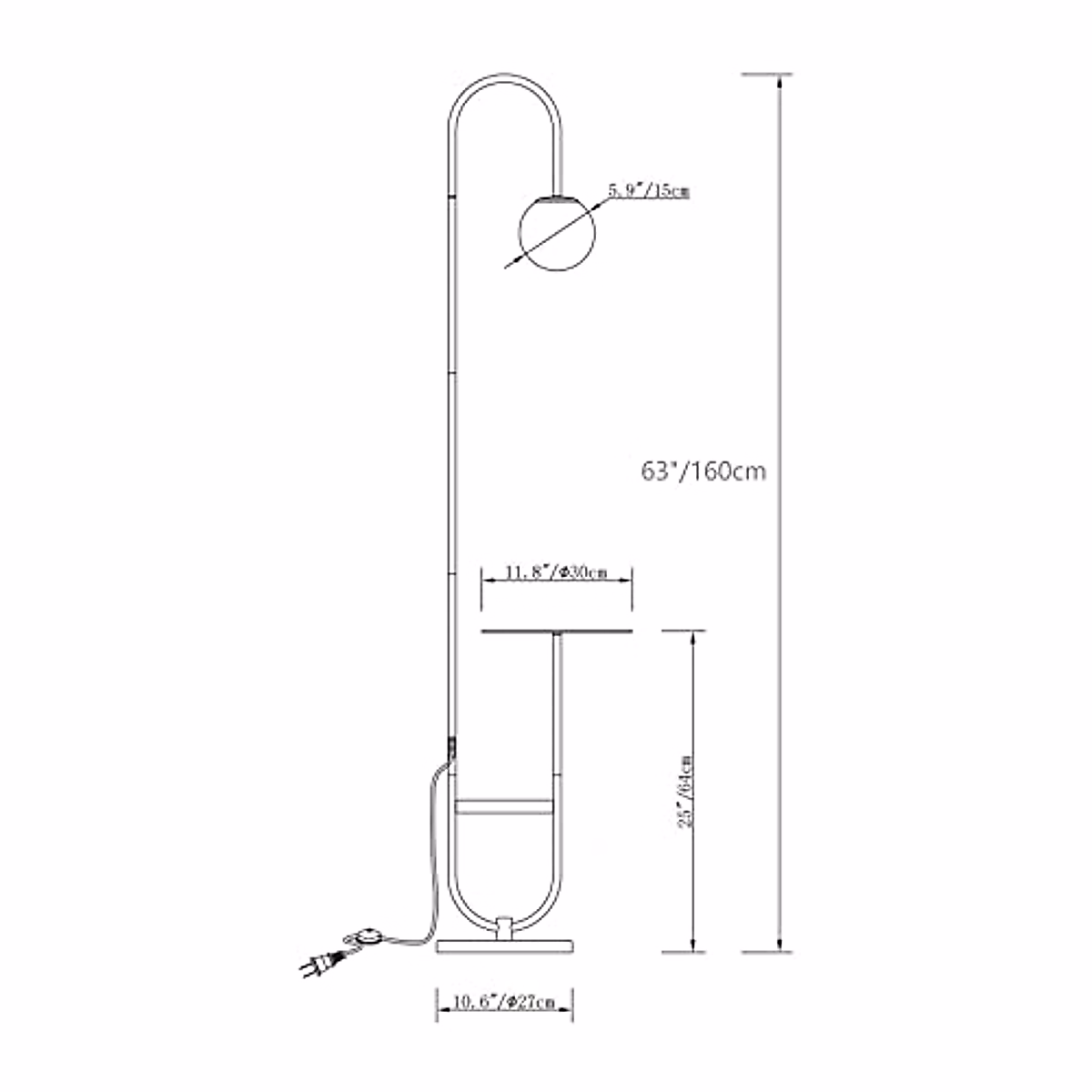 Michideco Floor Lamp with Shelf, Functional Bedside Lamp with Marble Table for Bedroom, Living Room or Office (with Mable Table)
