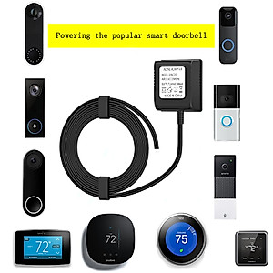 24V 500mA Doorbell Power Adapter with 16.4ft Cord Video Doorbell Transformer Compatible with Wyze,Ring, Nest Hello, Ecobee, Eufy, Sensi, and Honeywell Thermostats(Black)