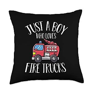 Rescue Hero-Z Gifts Kids Station Decor-Just A Boy Who Loves Fire Trucks Throw Pillow, 18x18, Multicolor
