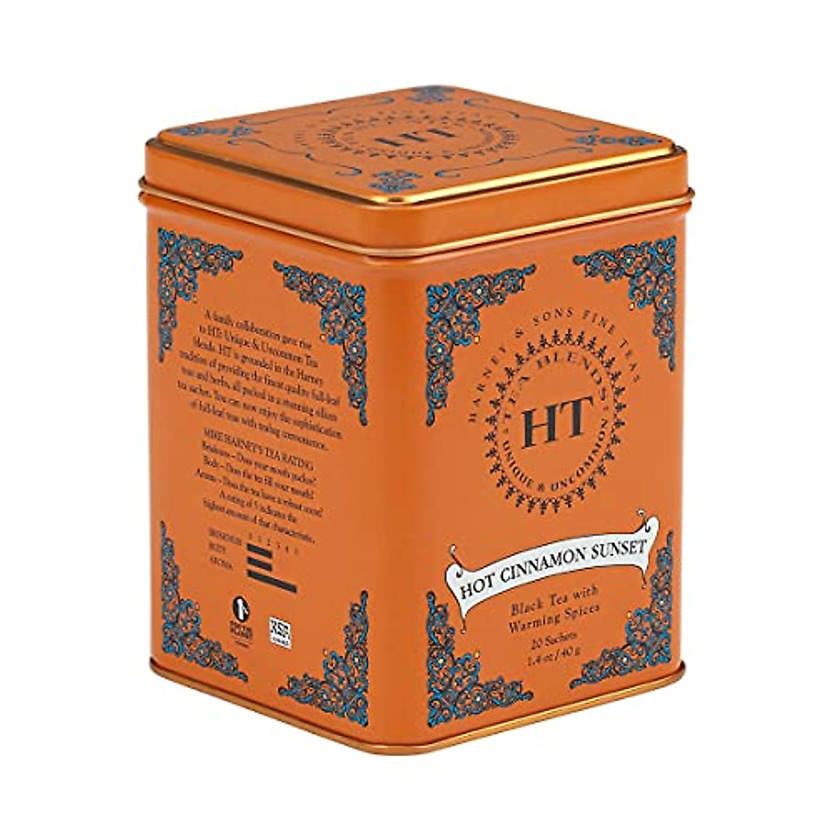 Harney & Sons Caffeinated Hot Cinnamon Sunset Black Tea with Orange and Cloves Tin 20 Sachets