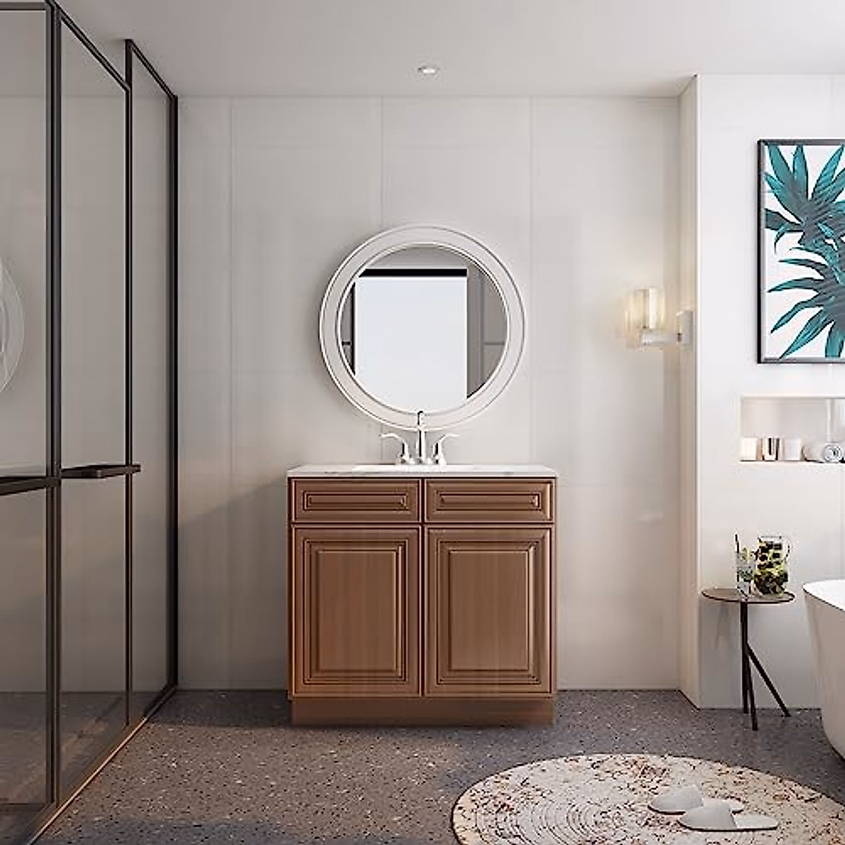 ROOMTEC 36" Assembled Bathroom Vanity Sink Cabinet & Kitchen Base Cabinet, Large Capacity Single Sink Storage with Soft-Close Doors & Decorative Drawer, Versatile for Bathrooms, Kitchens, Laundry