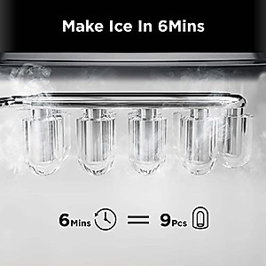 Silonn Ice Makers Countertop, 9 Cubes Ready in 6 Mins, 26lbs in 24Hrs, 2 Sizes of Bullet Ice for Home Kitchen Office Bar Party & Keurig K-Express Coffee Maker, Black