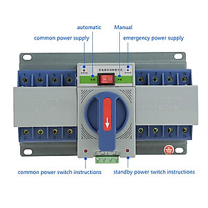 220V 63A 4P Automatic Transfer Switch, Mini Dual Power Automatic Transfer Switch Circuit Breaker High Sensitive Response Dual Electronic Power Circuit Breaker