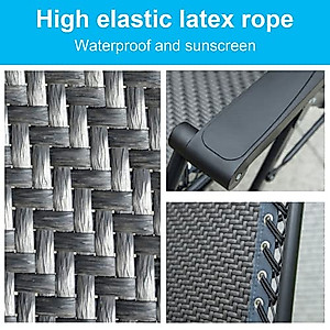 FUZOFUIZ Outdoor Recliner Adjustable Folding Patio Lounge Chair w/Pillows and Cup Holder Trays for Beach Lawn Backyard Pool