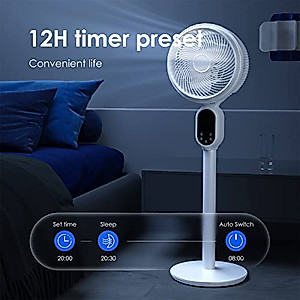 MIZUKATA HIKARI 2023 New Boreas Versatile 2-in-1 Air Circulator Fan, Dual-Use Pedestal Stand Floor Fan, Quiet Portable Desk Fan with Remote, 12 Speeds, Energy-Efficient, 3D Oscillation, White.