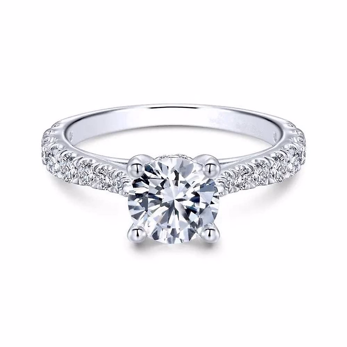 Aihpos 1-1/4 Carat(ctw) Engagement Rings for Women with Round Moissanite Wedding Rings Platinum Plated Silver 10K 14K 18K Gold with Text Engraving(925 Sterling Silver)