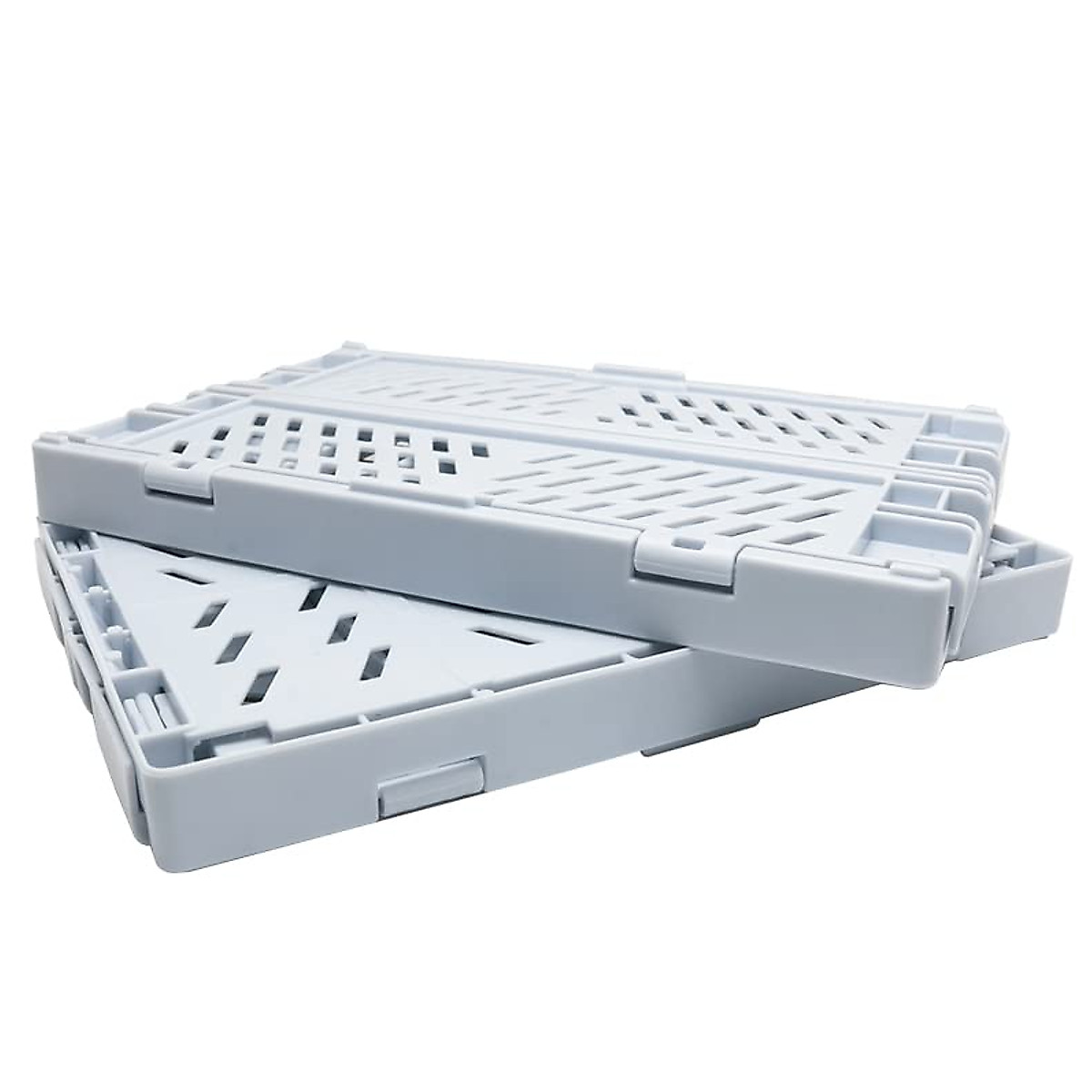 SJZBIN 2pcs Mini Folding Basket 15 x 10 x 5.8cm Blue Plastic Folding Storage Crates for Home Kitchen Bedroom Bathroom