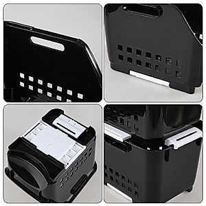 Ziglous 3 Packs Plastic Stacking Storage Baskets, Plastic Stackable Organizer Bins, Black