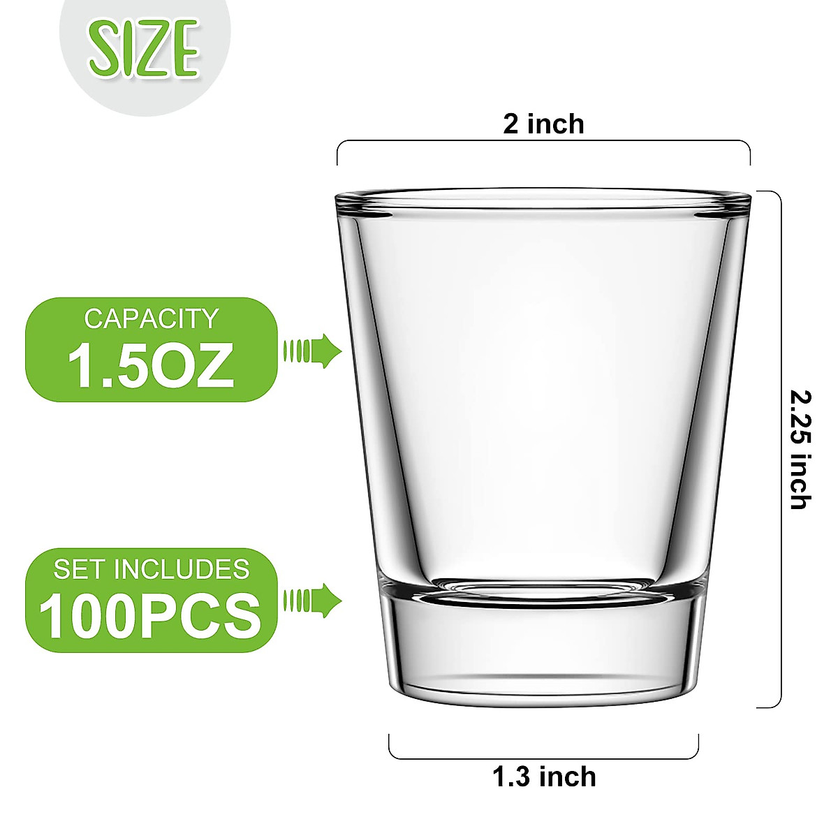 100 Pieces Clear Short Shot Glasses Bulk 1.5 oz Mini Round Shot Glasses Heavy Base Small Glass Cups for Wedding Party Espresso, Water, Juice, Milk, Coffee, Drinking (Classic Style)