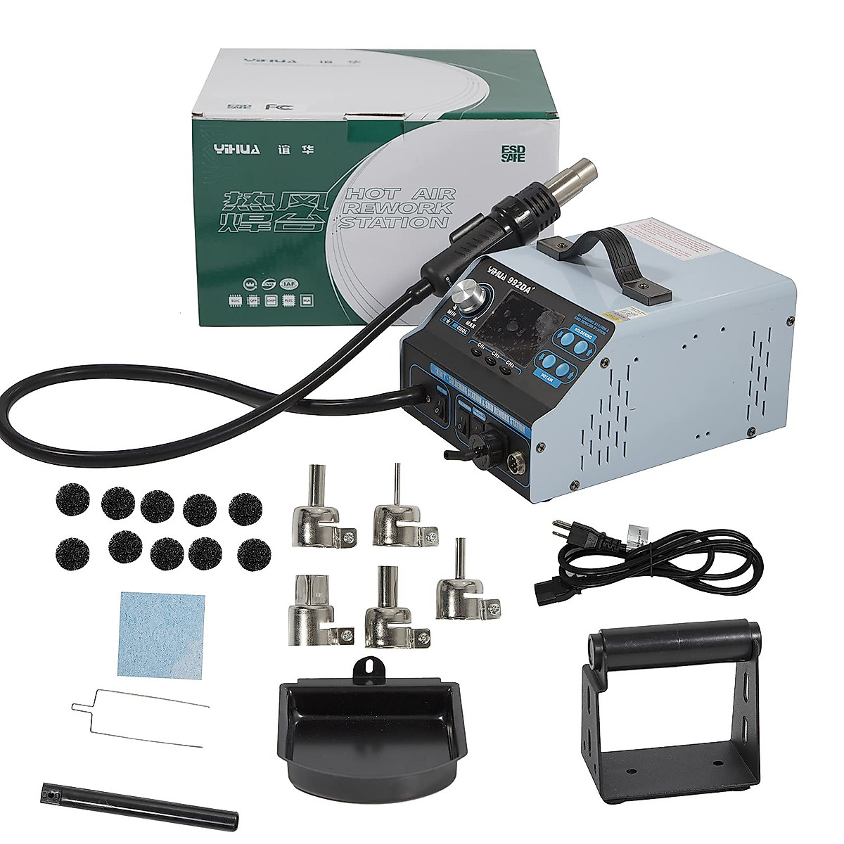 PIAOCAIYIN 992DA+ BGA Rework Soldering Station SMD Hot Air gun Solder Iron Pen Repair Board, 4 in1 Repairing Soldering Station, Multifunctional Soldering Station Kit