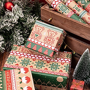 RUSPEPA Christmas Wrapping Paper Rolls - 17 inches x 10 feet per Roll, Total of 3 Rolls - Red and Green