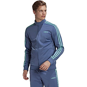 adidas mens Essentials 3-Stripes Tricot Track Jacket Wild Pine Medium