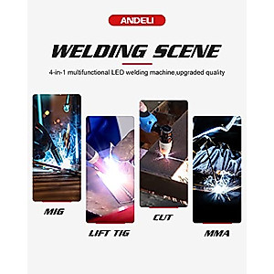 【Delete】ANDELI 110V/220V Multiprocess MIG Welder - MIG CUT TIG& MMA Welding and Flux Welding Without Gas LED Screen 5 in 1 Inverter MIG Welding Machine MCT-416