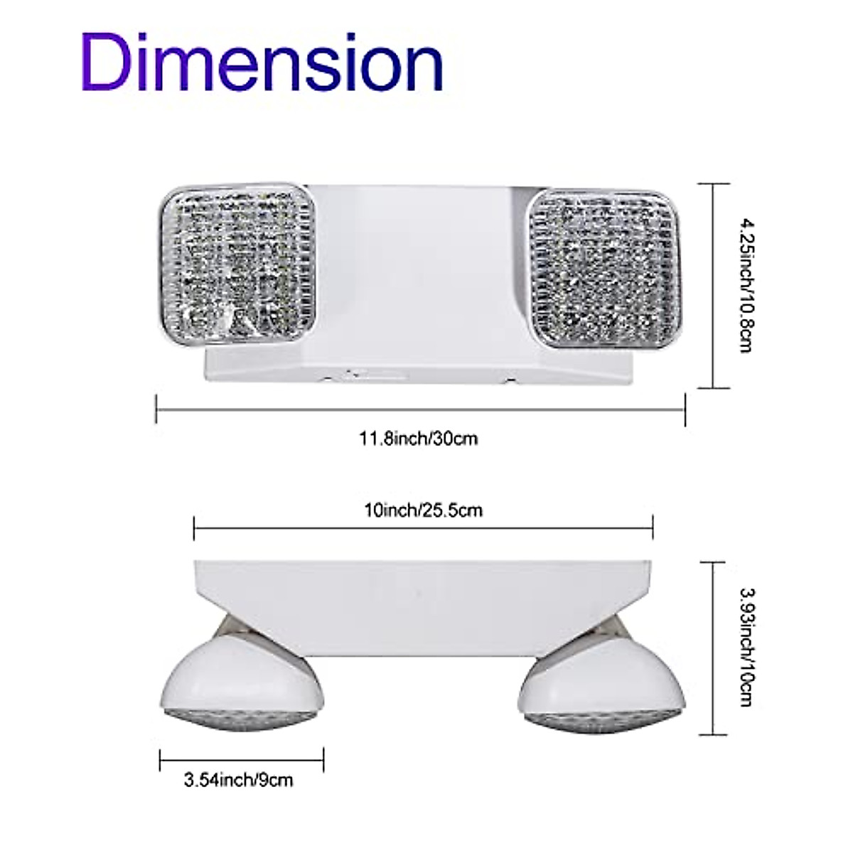 CM MZY Emergency Lights with Battery Backup,Commercial Emergency Light,Two Adjustable LED Light Head Emergency Lighting Fixtures,120-277V AC, UL Certified,6PCS