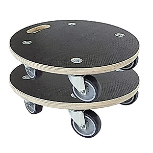 15-Inch Round Wood Platform Dolly with TPR Silent 3" Wheel, 551-lb Load Capacity Heavy Duty Wood Furniture Dolly, Multifunctional Movers Carrier,Plant Dolly, Two Pack