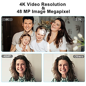 YEEIN 4K Point and Shoot Digital Cameras for Photography and Video, 48MP Anti-Shake Manual Focus Vlogging Camera with 32G Card, 3'' Screen Portable Camera for Beginners