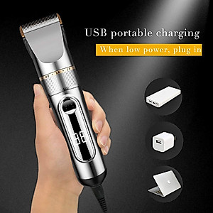 [upgraded version]Ensving Hair Clippers,2-Speed Professional Rechargeable Cordless Electric Hair Trimmer,Low Noise Beard Trimmer, Whole Body Washable Hair Cutting Kit, Multi-Purpose Haircut for Men,B