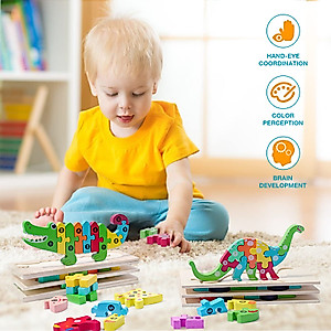 Wooden Puzzles for Kids Ages 3-5 Wooden Puzzles for Toddlers 2-4 Years 4 Pack Animal Puzzles for Kids 3 4 5 Years Old, Montessori Toys for Toddlers 2 Years Old.