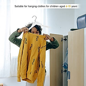 Nature Smile 20 Pack 14 Inches Juniors Preteen Older Children Wooden Clothes Hangers Wood Dress Shirt Hanger Coat Jacket Hangers with Notches and 360° Swivel Anti-Rust Chrome Hook (White)