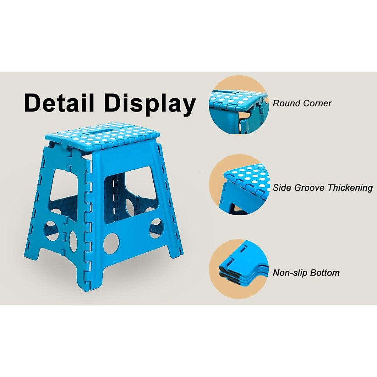 Dporticus 2Pack 16 Inch Foldable Step Stool with Handle for Kids & Adults Portable Super Strong Folding Kitchen Step Stool Non-Slip Design Garden Bathroom Stepping Stool