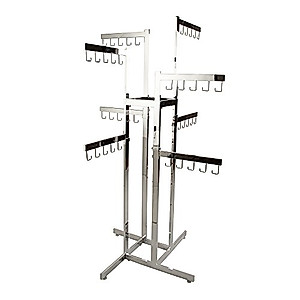 Handbag Rack - Econoco - Heavy Duty Chrome 4 Way Rack, 8 Adjustable Height Arms, Square Tubing, Perfect for Handbags or Small Garments Store Display