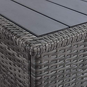 ELOMBR 8 Pieces Outdoor Sectional Sofa, Wicker Patio Furniture Sets, PE Rattan Patio Conversation Sets with Cushions and Wood Table, Grey & Beige