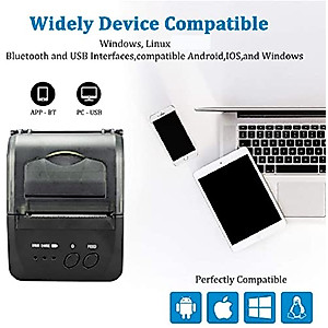 NETUM Bluetooth Receipt Printer, 58mm Mini Thermal POS Printer Portable Personal Bill Printer 2 inches for Restaurant Sales Retail Compatible with Android