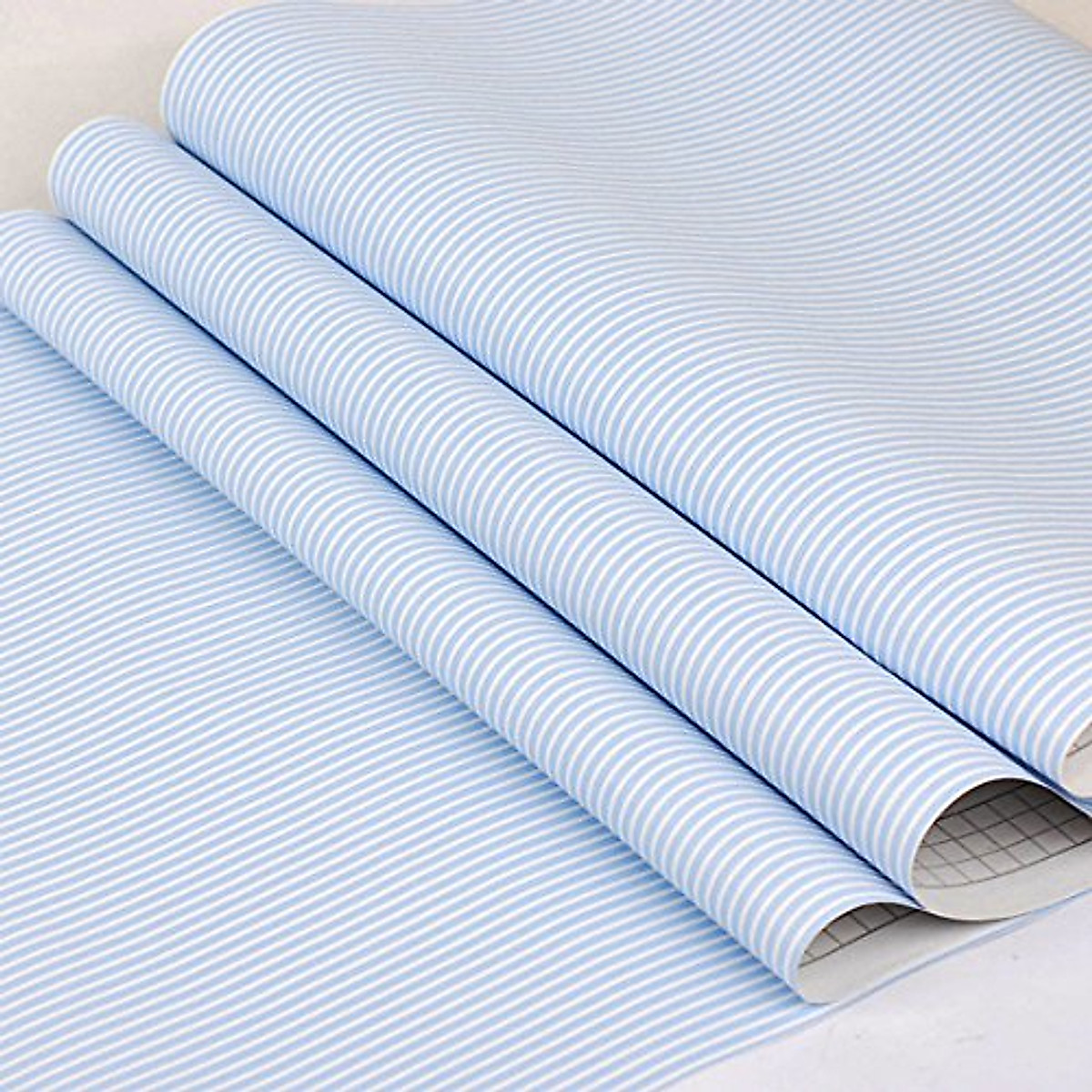 Yifely Blue White Stripes Shelf Liner Drawer Units Decor Sticker Self-Adhesive Furnitures Decor Paper 17.7 Inch by 9.8 Feet