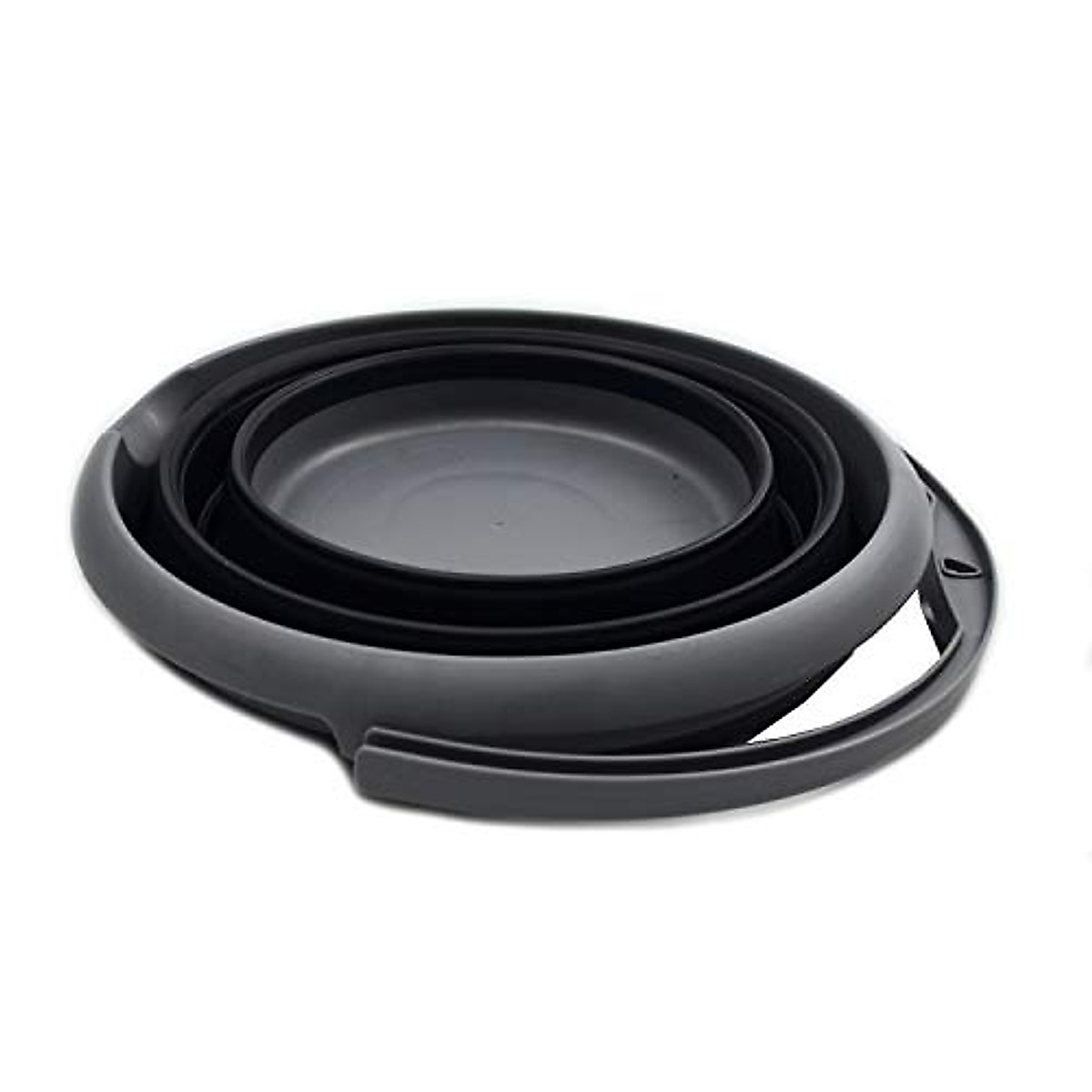 SAMMART 10L (2.64Gallon) Collapsible Fishing Bucket - Foldable Round Tub - Portable Plastic Water Pail - Space Saving Outdoor Waterpot - Trunk Organizer (1, Grey/Black)