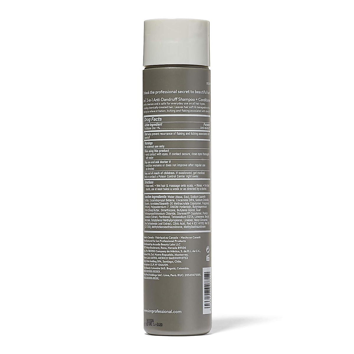 ion 2 in 1 Anti Dandruff Shampoo & Conditioner, Gently Cleanses, All Hair Types, Relieves Irritation, Itching, and Flaking, Vegan, Paraben Free