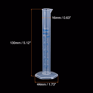 uxcell Plastic Graduated Cylinder, 10ml Measuring Cylinder, Test Tube Beakers, 2-Sided Metric Marking, Clear Hex Base for Lab Home 10Pcs