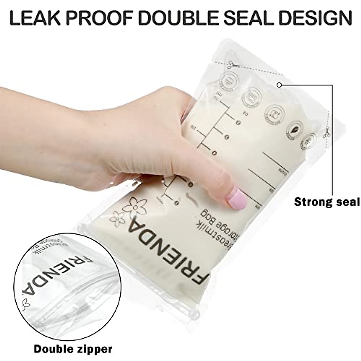 600 Count Breastmilk Storage Bags 7 oz Breast Milk Storage Bags for Breastfeeding Self Standing Breast Milk Storing Bags No Leak Double Seal Freezer Milk Storage for Refrigeration and Freezing