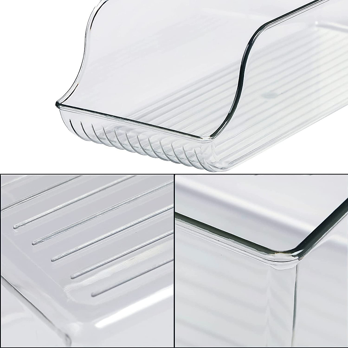 Berdeng 6pcs Refrigerator Organizer Bins Set(4 sizes),Stackable Fridge Storage Containers,Plastic Fridge Water Bottle Storage Dispenser, Pop Soda Can and Drink Holder for Freezer