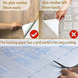 WIFEA Vinyl Flooring Roll 15.7"Wx 118"L/12.9 Sq.Ft, Wood Grain Self Adhesive Vinyl Floor Tiles Wear-resistant and Waterproof Vinyl Plank Flooring for Bedroom Living Room Office Balcony RV, Light brown