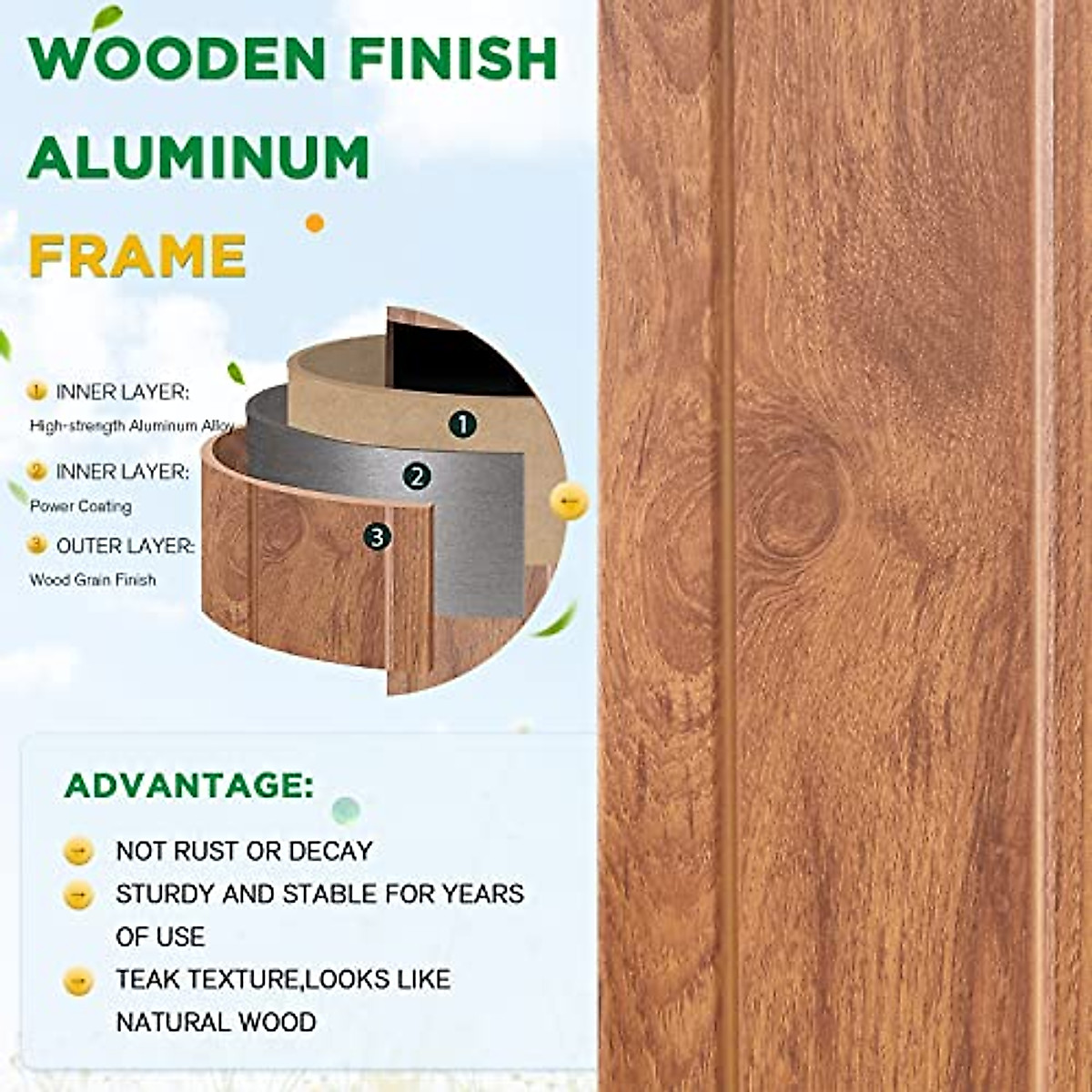 EROMMY 10'x13' Hardtop Gazebo Outdoor Aluminum Wood Grain Gazebos with Galvanized Steel Roof and Mosquito Net for Patios, Deck, Backyard, Curtains & Netting