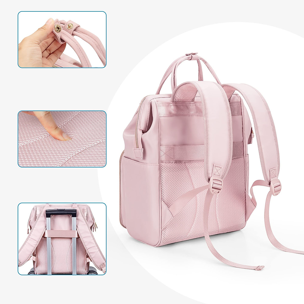 Fasrom Nurse Backpack with Padded Laptop Sleeve for Medical Supplies Storage, Nursing Clinical Work Bag for Women Nurses, Nursing Students, Health Professionals, Pink (Empty Bag Only)