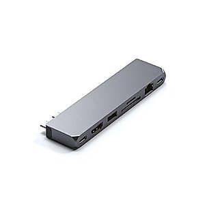 Satechi USB C Hub Multiport Adapter Pro Hub Max - USB4, USB-A Data, USB-C Data, Gigabit Ethernet, SD/Micro SD Port and Audio Jack - for M2/ M1 MacBook Pro/Air (Space Gray)