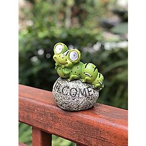 Bo-Toys Solar Powered Caterpillar On A Welcome Stone Outdoor LED Garden Light Decor