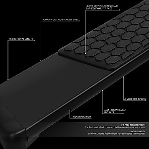 DNA Motoring STEPB-ZTL-8238-SSBK 5 Inches Wide Powder Coated Side Step Nerf Bar Running Boards Compatible with 2004-2014 Ford F150 Super Cab