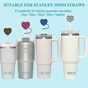 10mm Straw Cover for Stanley 40oz & 30oz Tumbler, Amreich Straw Covers Straw Topper Heart Design Silicon Straw Cap Straw Tips Lids Cute Straw Protector Straw Decorations