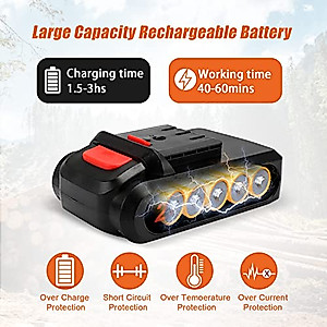 Mini Cordless Chainsaw, VOKITA 6 Inch Battery Powered Chain Saw, Electric chain saws for Wood Cutting Tree Branches Pruning, Electric Chainsaw, Orange ( Small Chainsaw 2 Chains 2 Batteries 1 Bag)