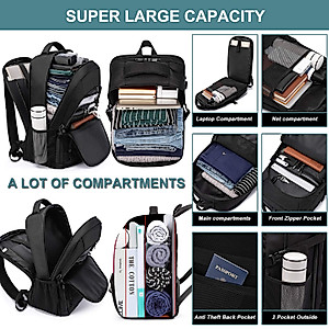 Extra Large Backpack for Men 50L,Water Resistant 17 inch Travel Laptop Backpack with USB Charging Port,TSA Friendly Big Business Anti Theft Computer Bag Work College School Bookbags Gifts,Black