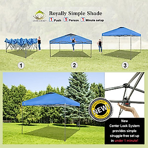 CROWN SHADES 10x10 Canopy Tent, Pop Up Beach Tent for Outdoor Shades with Wheeled Bag, 8 Stakes, 4 Ropes, Outdoor Canopy, Blue