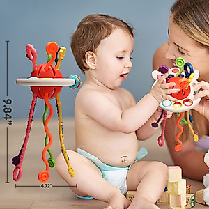 Montessori Toys for 18M+, UFO Food Grade Silicone Pull String Activity Toy, Baby Sensory Toys for Toddlers, Travel Toys for Babies, Baby Toys Developing Fine Motor Skills Toys Gift for 1+ Year Old