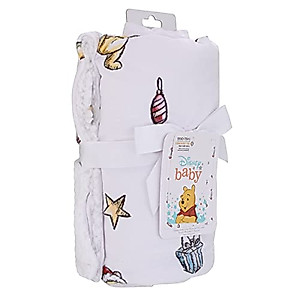 Disney Winnie The Pooh and Eeyore White Christmas Holiday Presents Super Soft Sherpa Baby Blanket