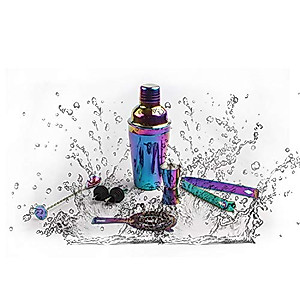 8Pcs Rainbow-Cocktail-Shaker-Set Professional Bartender-Muddler-Kit​ Stainless-Steel Bar-Tool for Party/Home