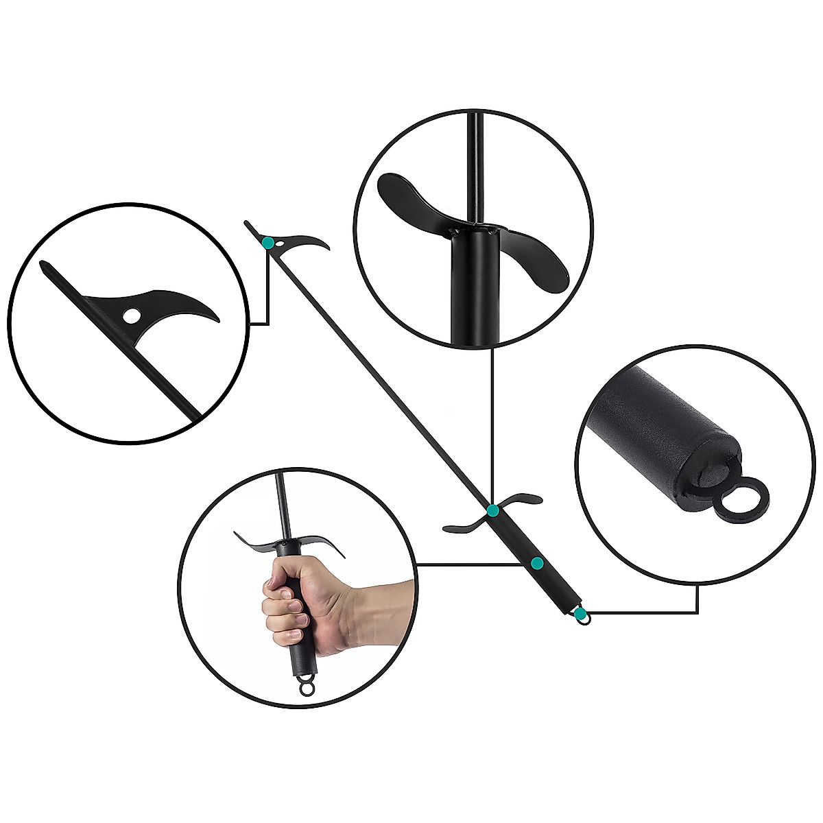 40-Inch Fire Pit Campfire Poker Stick for Fireplace, Camping, Wood Stove, Outdoor and Indoor Use, Black Solid Steel