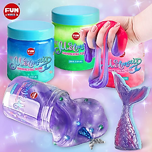 35.16 FL OZ Mermaid Slime Pack for Girls Ages 6-8, FunKidz Big Premade Shimmer Sparkle Glitter Kids Slime Toy Birthday Party Gift